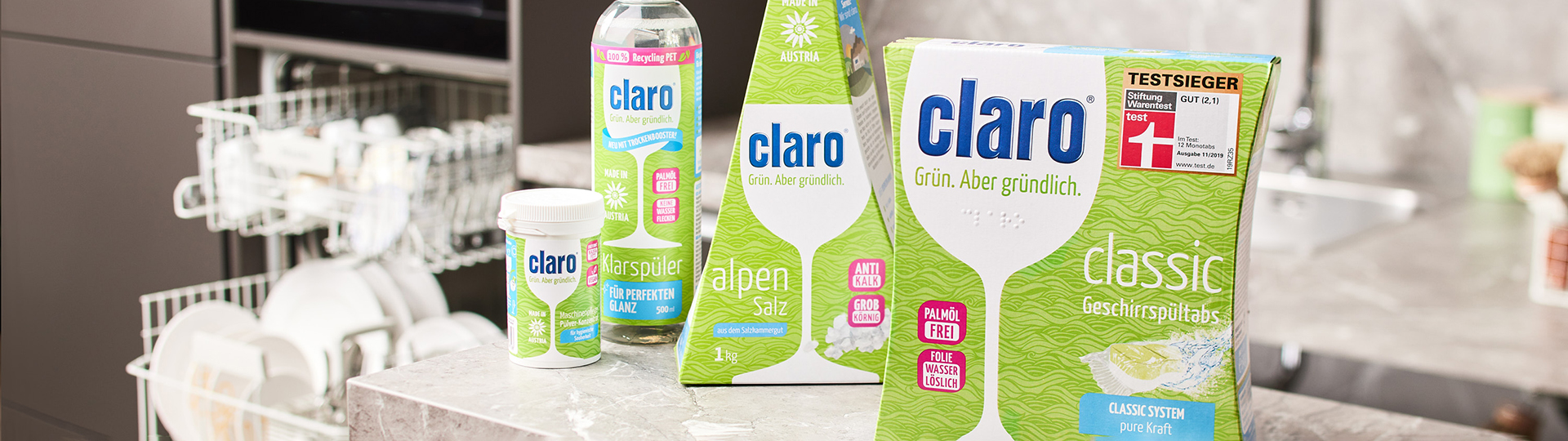 Verpackung - claro - Grün. Aber gründlich. claro - Grün. Aber gründlich.
